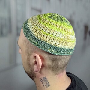 Gradient Crochet Weaving Kippah Custom Kippot Full Cover Head Knitted Yarmulke Jewish Headdress ...
