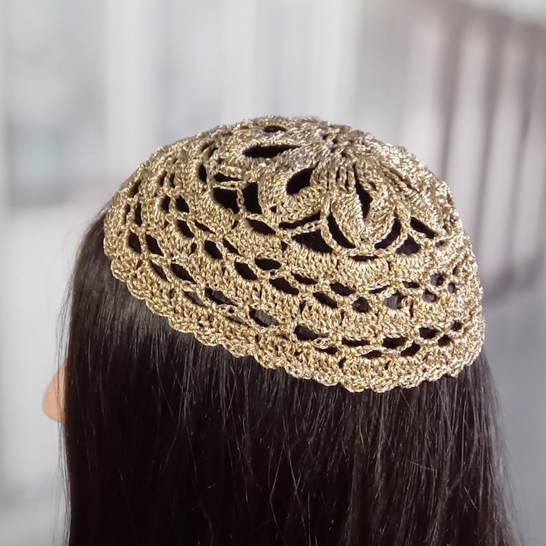 Blue Lace Women's Kippah: Crochet Jewish Yarmulke for Women - Etsy