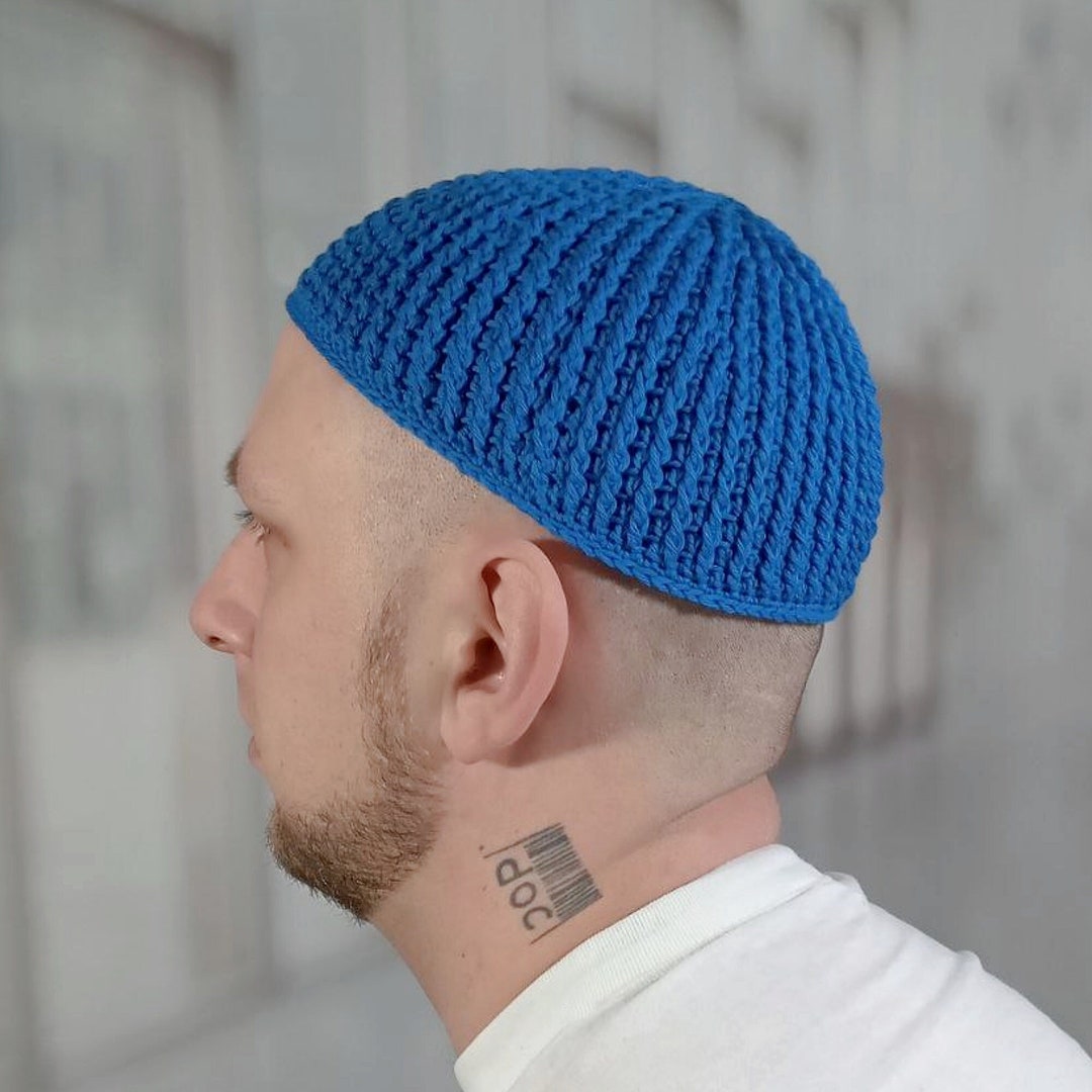 Extra Large Kippah: Crochet Yarmulke Blue Kippot Jewish Hanukkah Gift ...