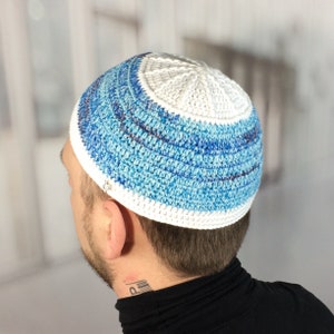 Crochet Kippah Custom Large Knit Kippah Kippot Jewish Yarmulke Rosh ...