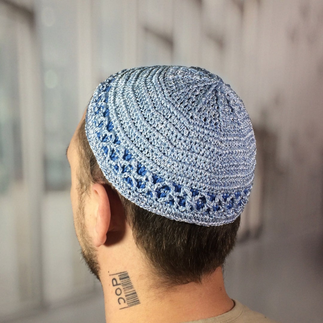 Embellished Gold Crochet Kippah: Large Yarmulke, Bar Mitzvah Gift - Etsy