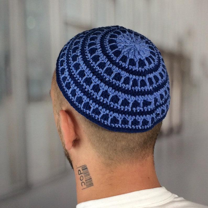 Blue Custom Kippah | Shabbat Wear | Jewish Yarmulke Gift - Etsy