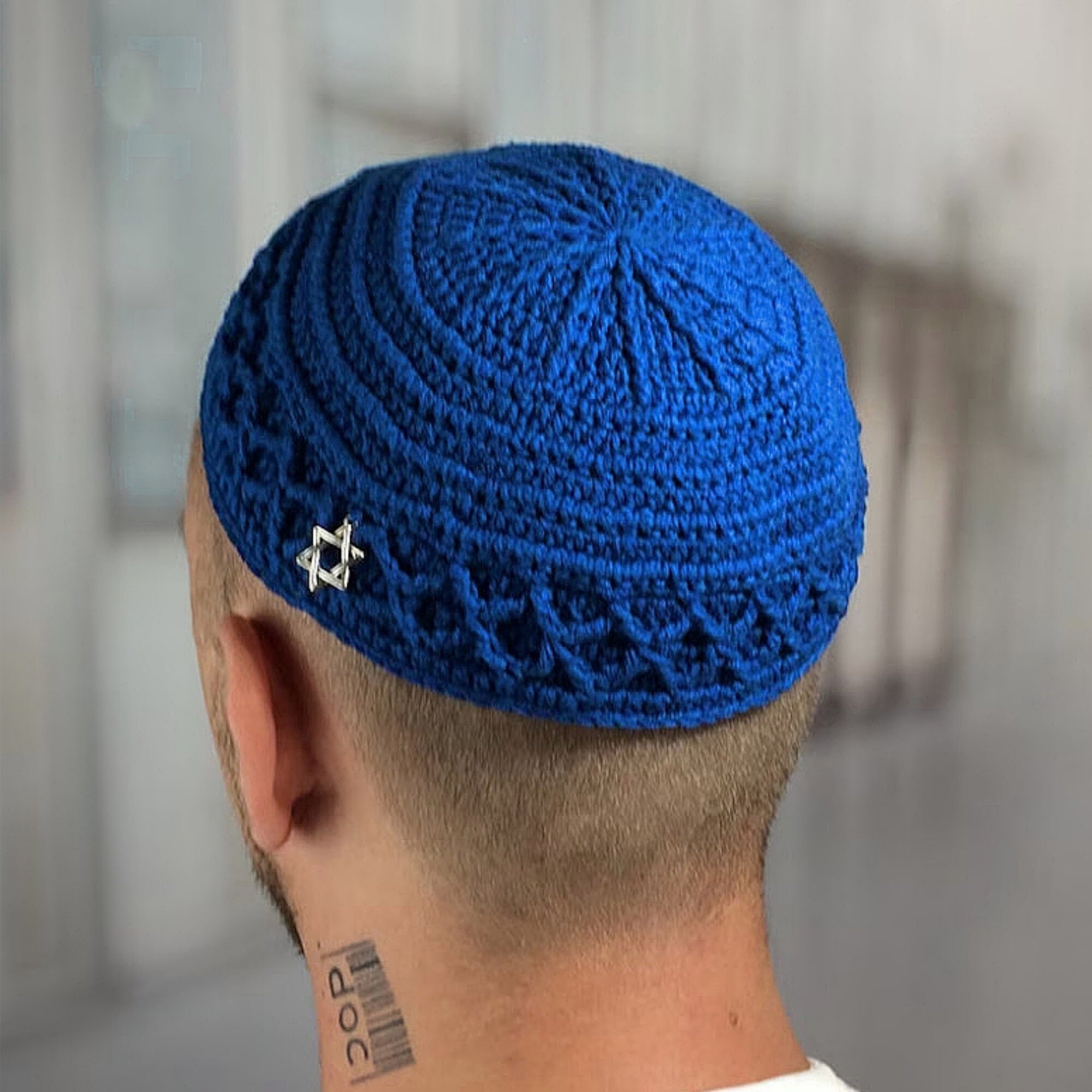 Crochet Kippah XXL: Star of David White Yarmulke, Jewish Hanukkah Gift ...
