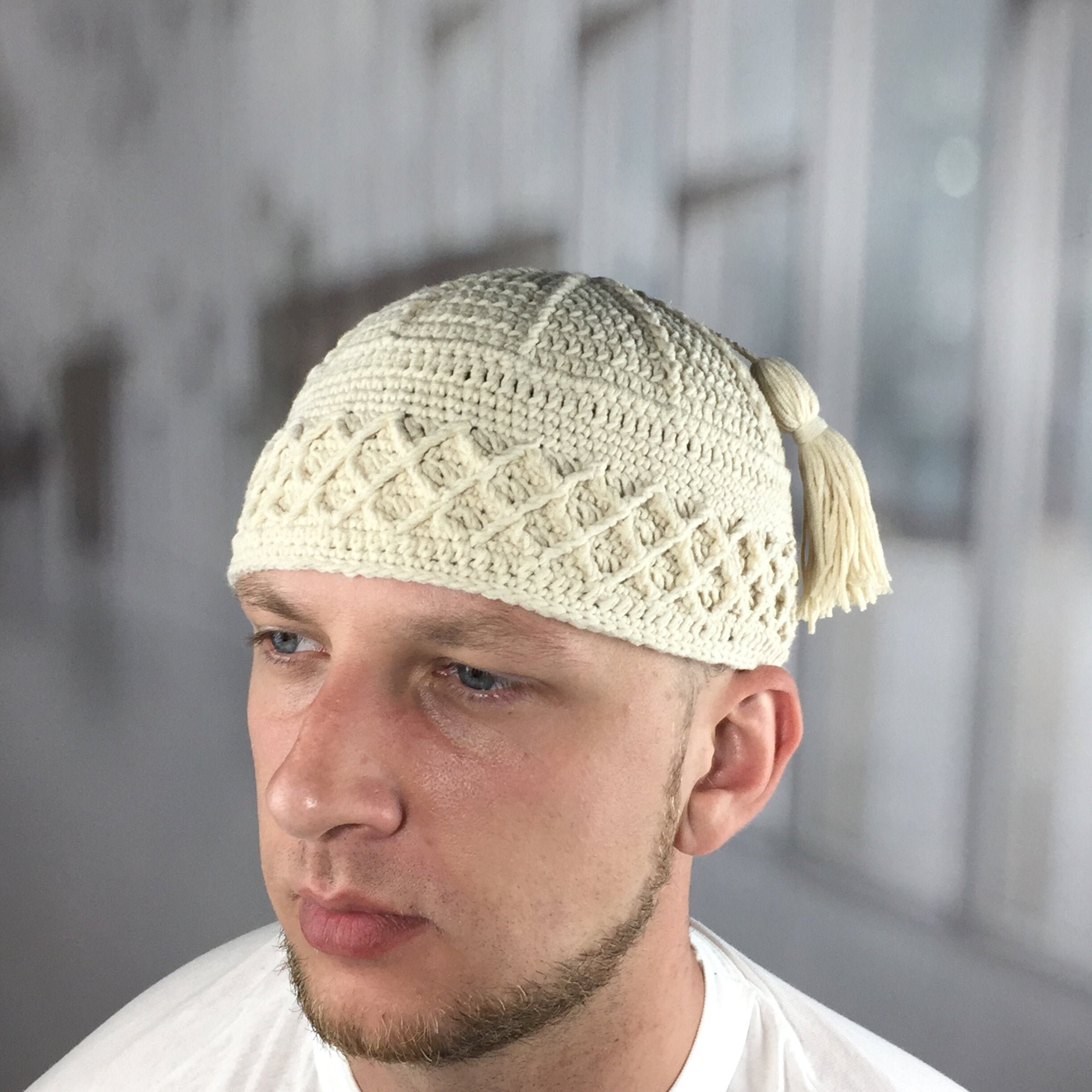Large kufi hat mens Tassel kufi Muslim skull cap for men | Etsy