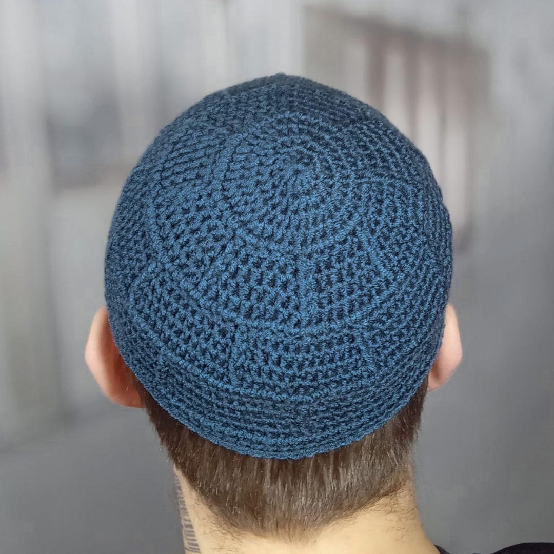 Jacob's Wheel Kippah: Large Custom Knit Yarmulke, Jewish Headwear - Etsy