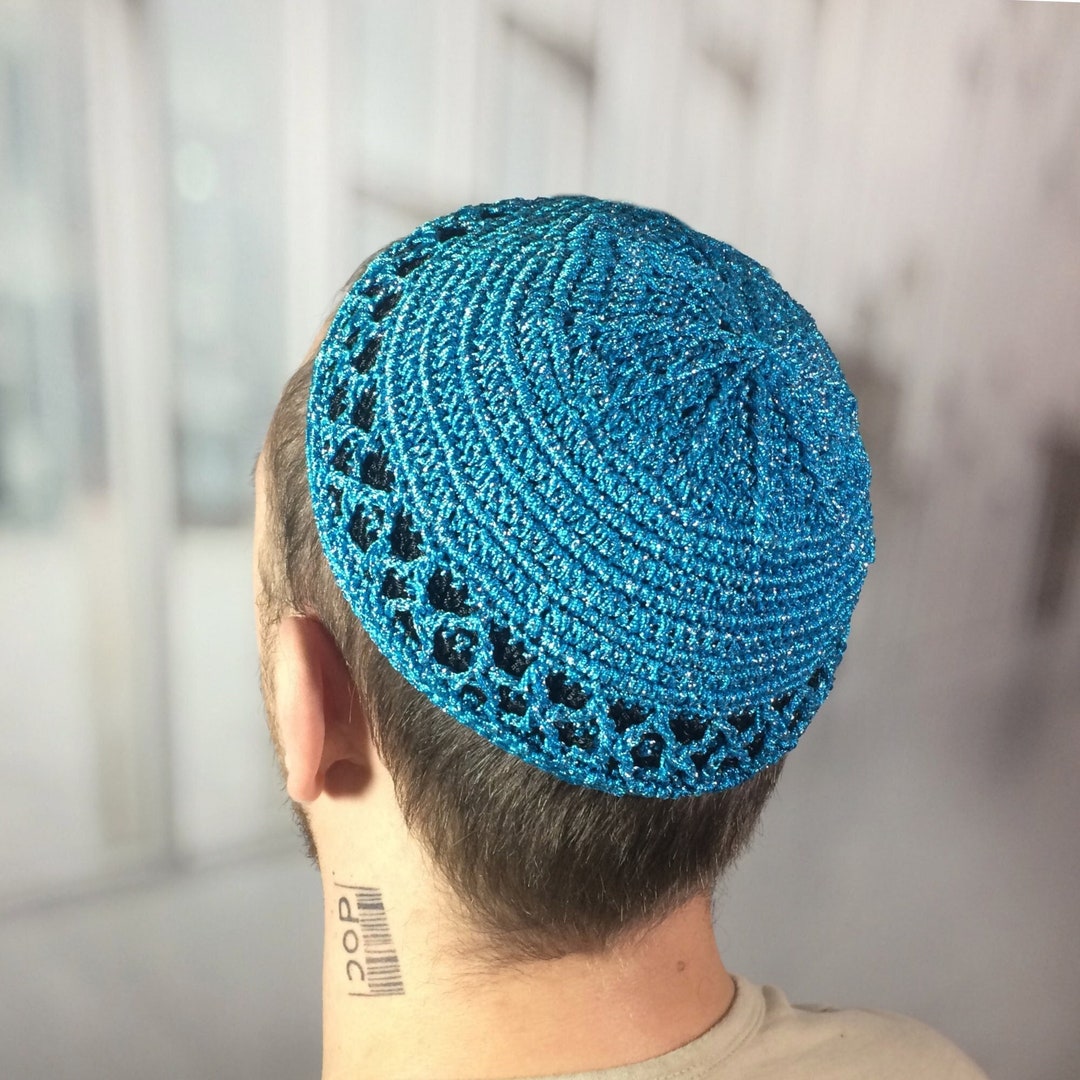High Holy Days Royal Embellished Gold Kippah Crochet Sephardic Kippah Knit Bling Yarmulke ...