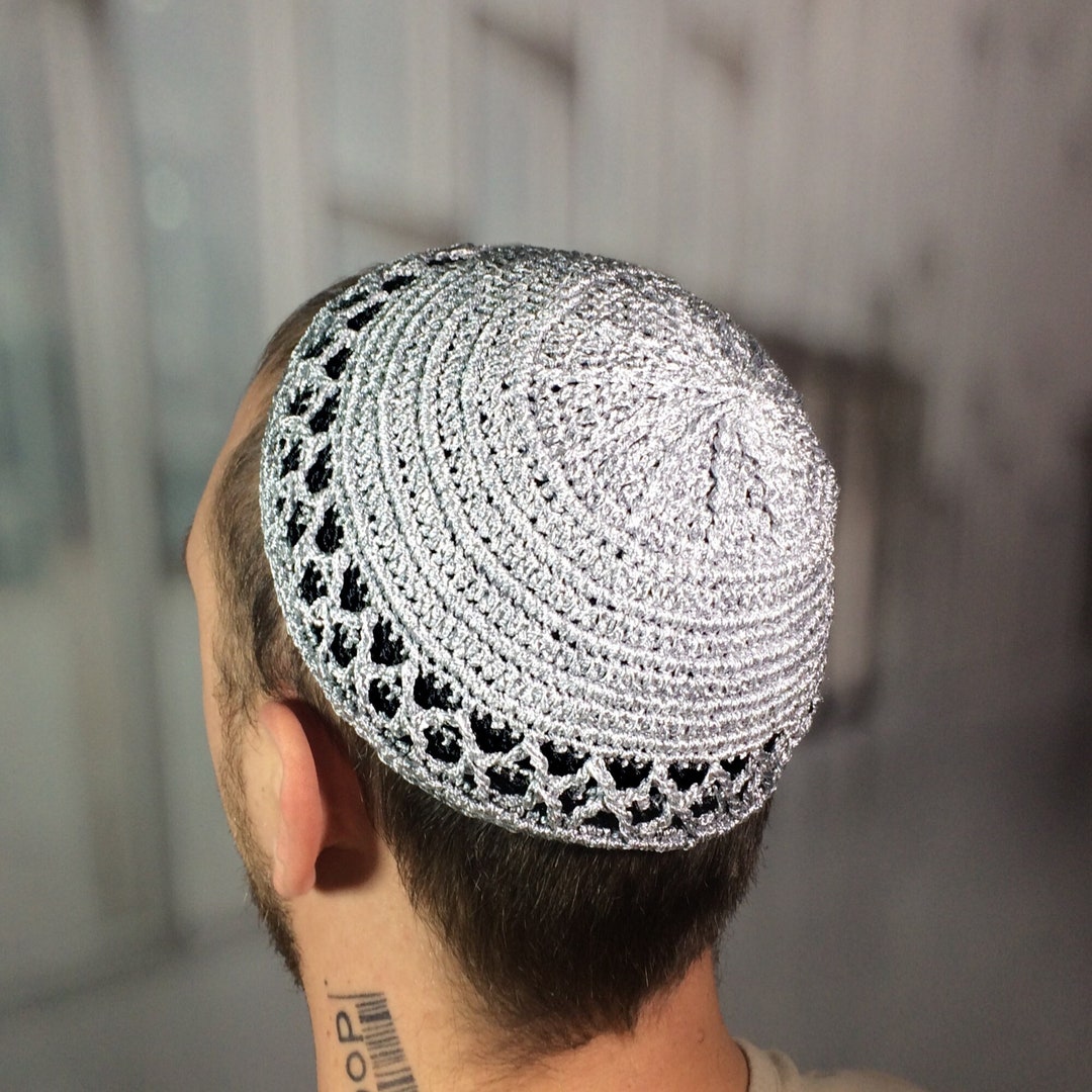 Embellished Gold Kippah: XXL Knit Yarmulke, Jewish Gift - Etsy