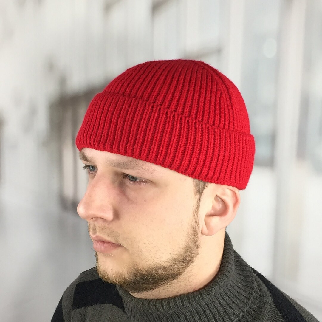 Herren Mützen Rote Fischer Mütze Hut Wolle Crochet Mütze Männer Kurzer ...