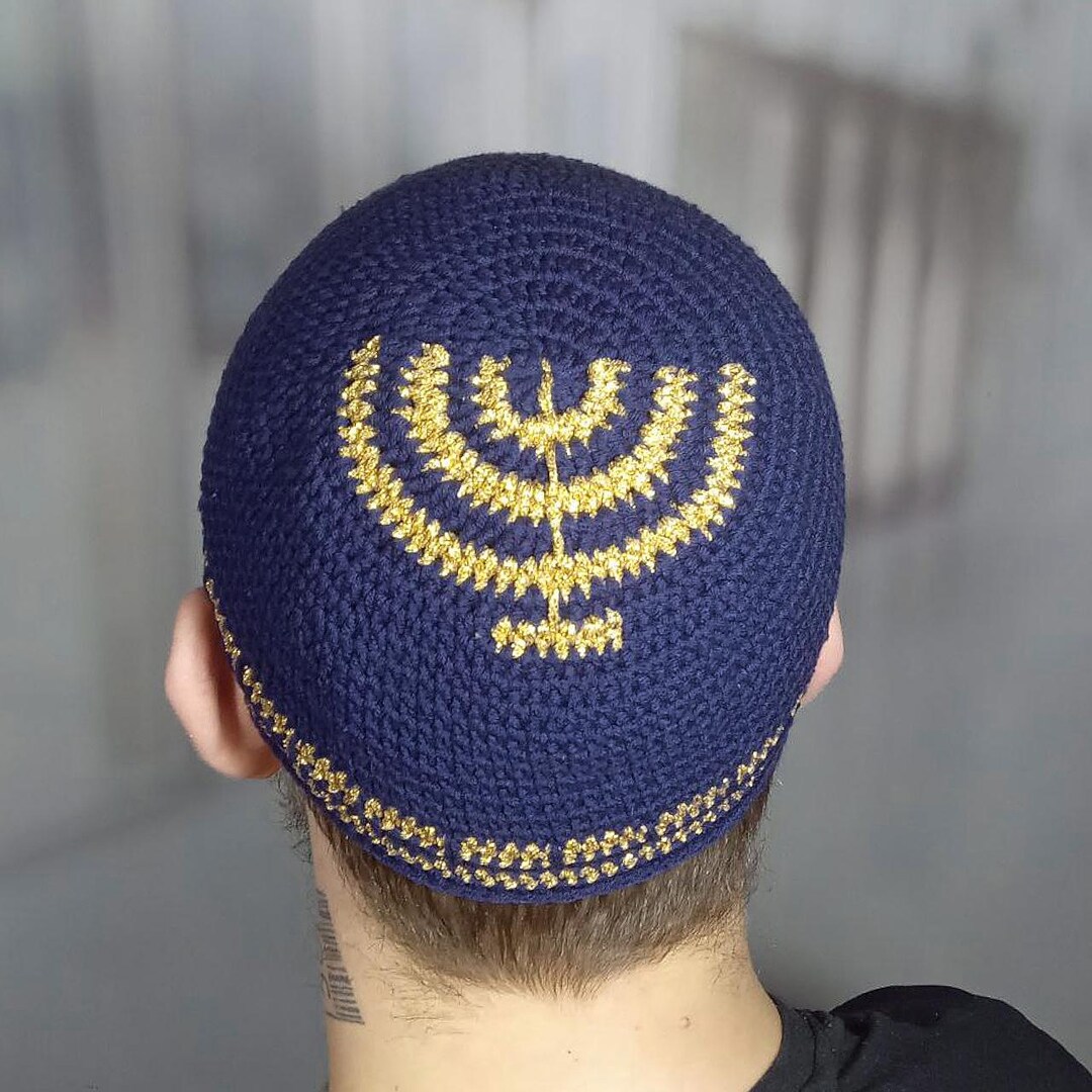 Hanukkah Kippah: Menorah Kippot Large Yarmulke, Jewish Gift - Etsy