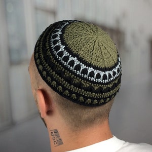 Frik Kippah Large Knit Kippah Jew Custom Crochet Kippot Yarmulke Jewish ...