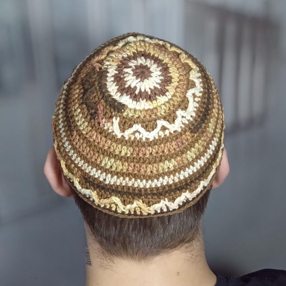 Frik Kippah Large Knit Kippah Custom Crochet Kippot Cotton Yarmulke ...