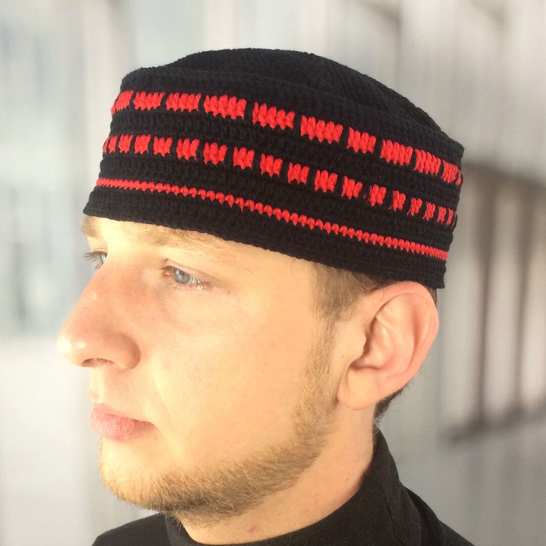 Kufi for Large Heads Islamic Skullcap Prayer Kufi Crochet Mens Beanie ...