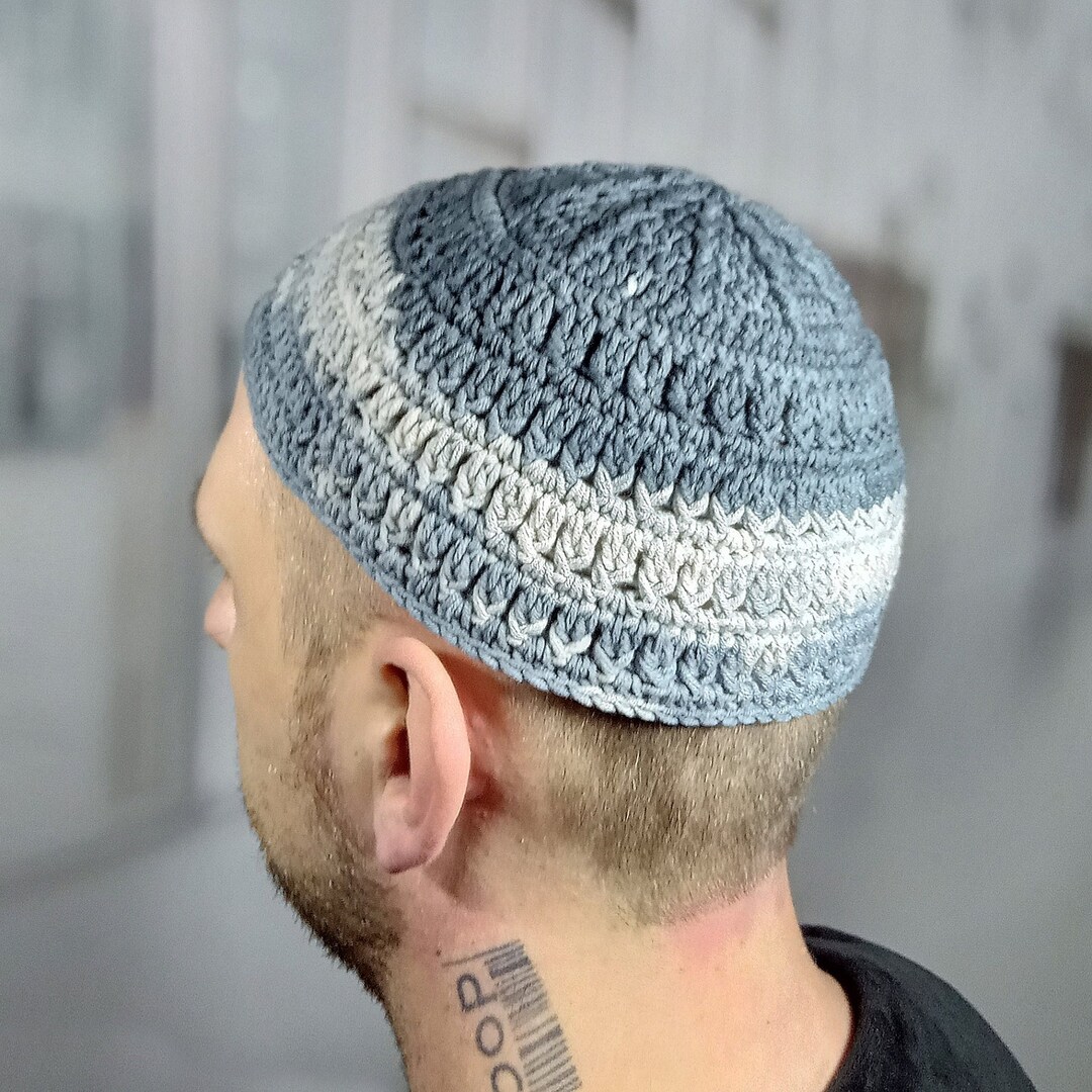 Gradient Crochet Weaving Kippah Custom Kippot Full Cover Head Knitted Yarmulke Jewish Headdress ...