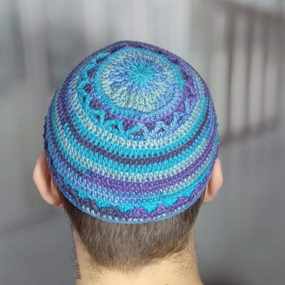 Frik Kippah Large Knit Kippah Custom Crochet Kippot Cotton Yarmulke ...