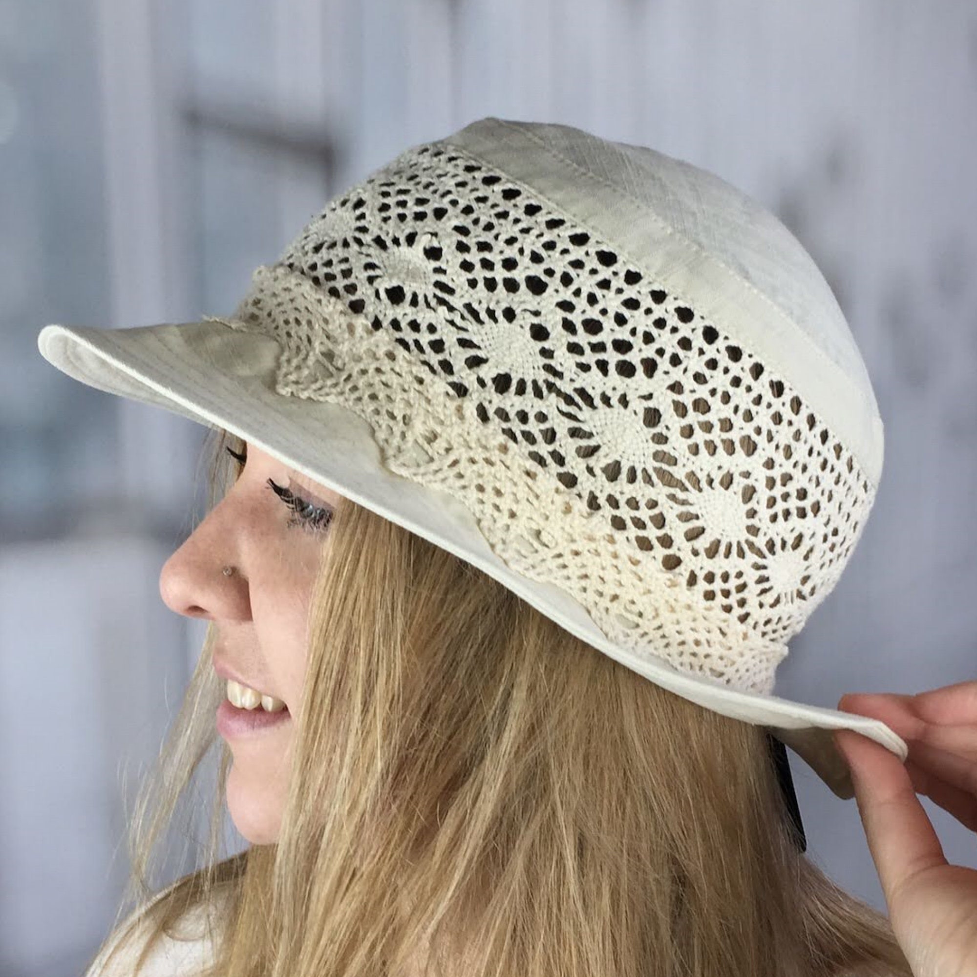 Cute off White Bucket Hat Linen Sun Hat Womens Summer Hats | Etsy