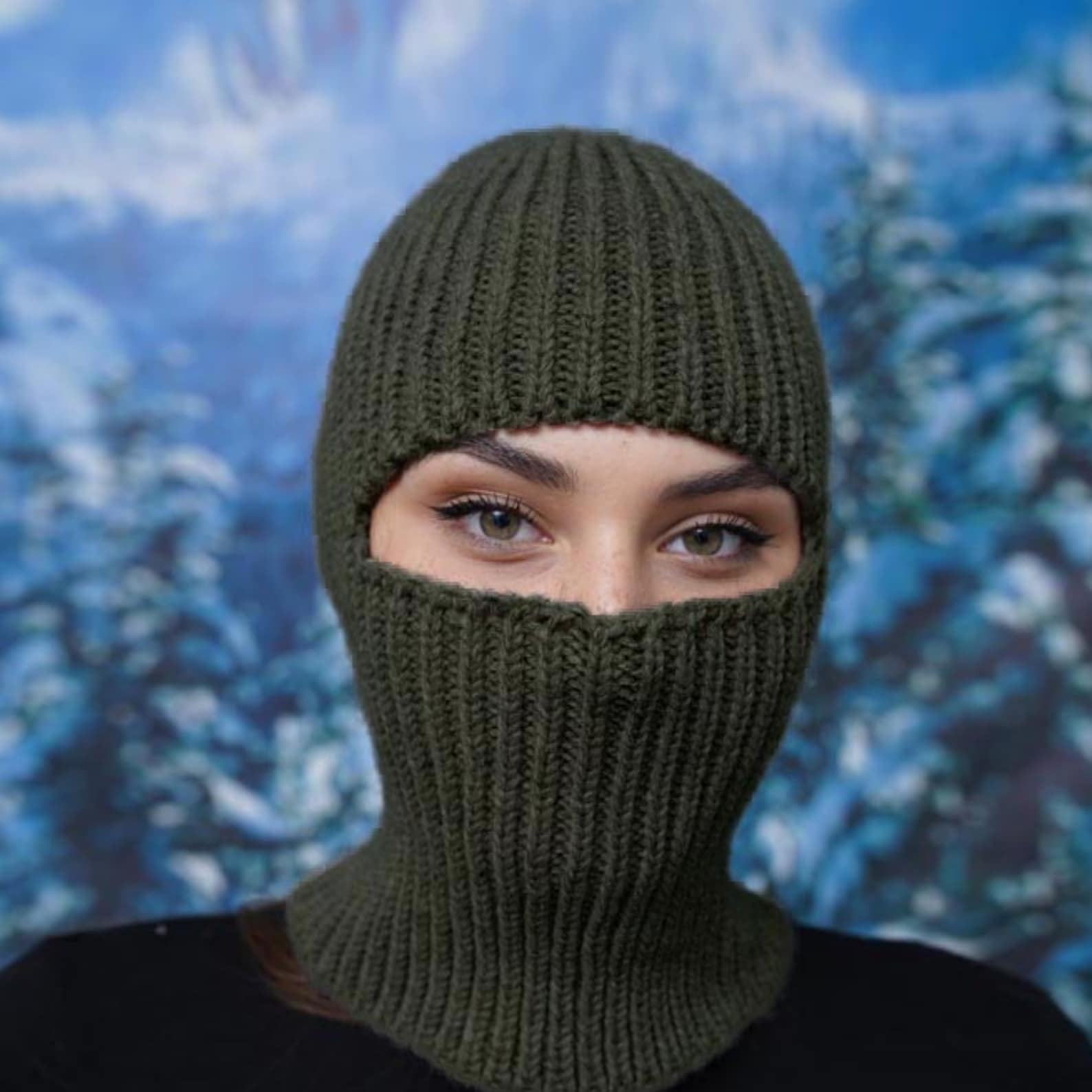 Knit Wool Balaclava: Camo Ski Mask, Winter Beanie Gift - Etsy
