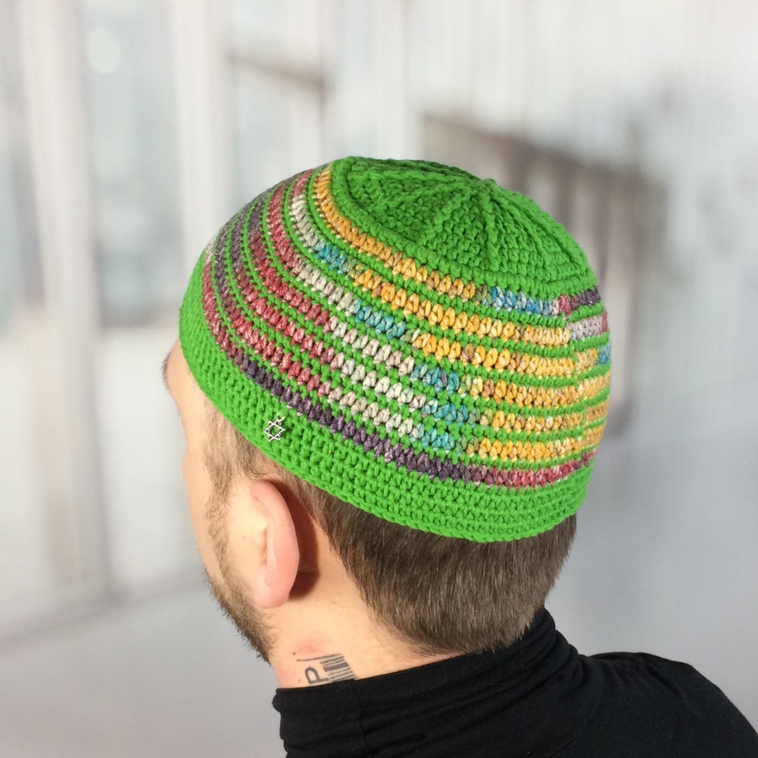 Green Kippah Autumn 3XL Custom Large Knit Kippah Kippot Jewish Yarmulke ...