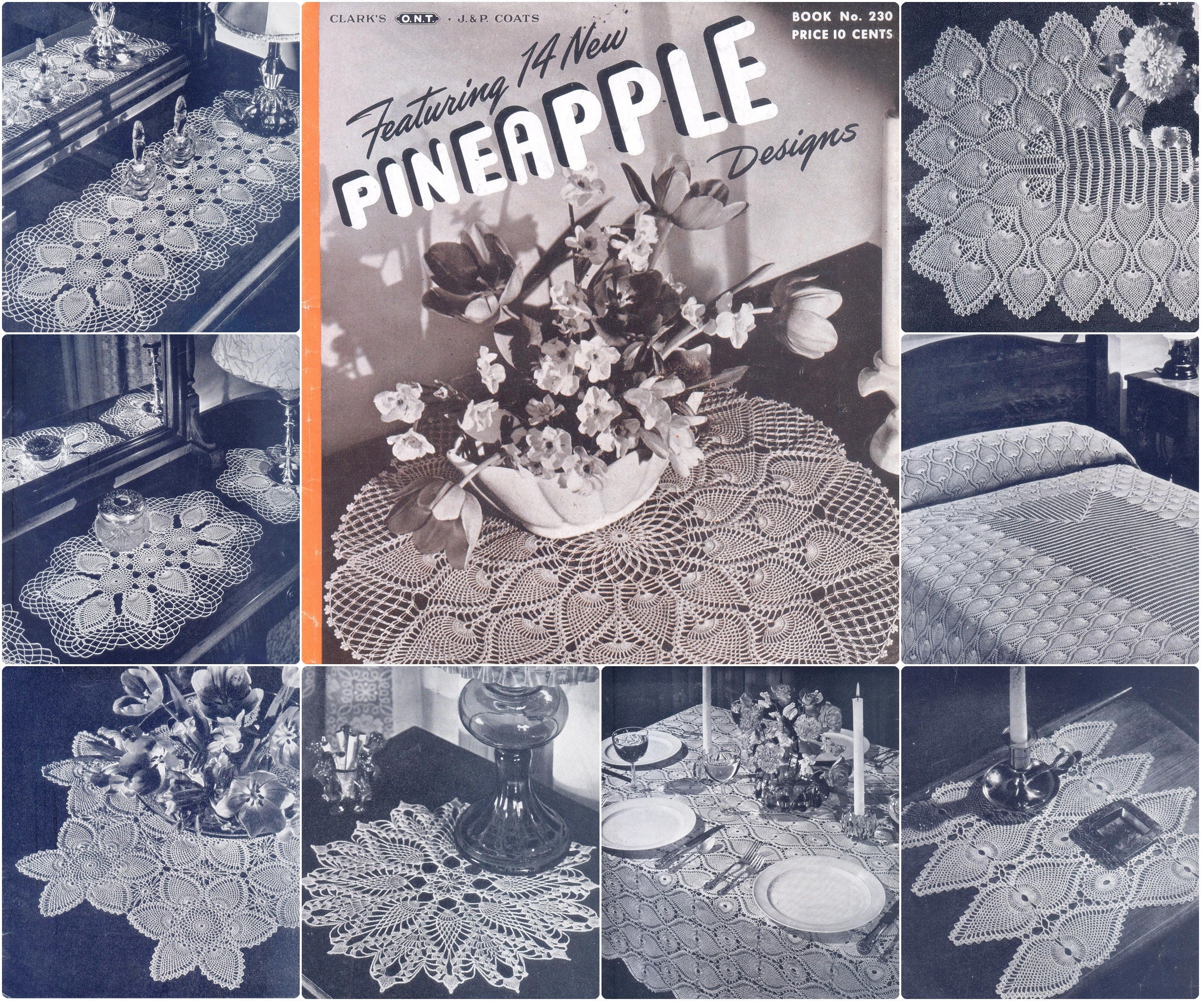 Clarks No. 230 C. 1946 25 Pineapple Crochet Book Pattern PDF 0126 - Etsy