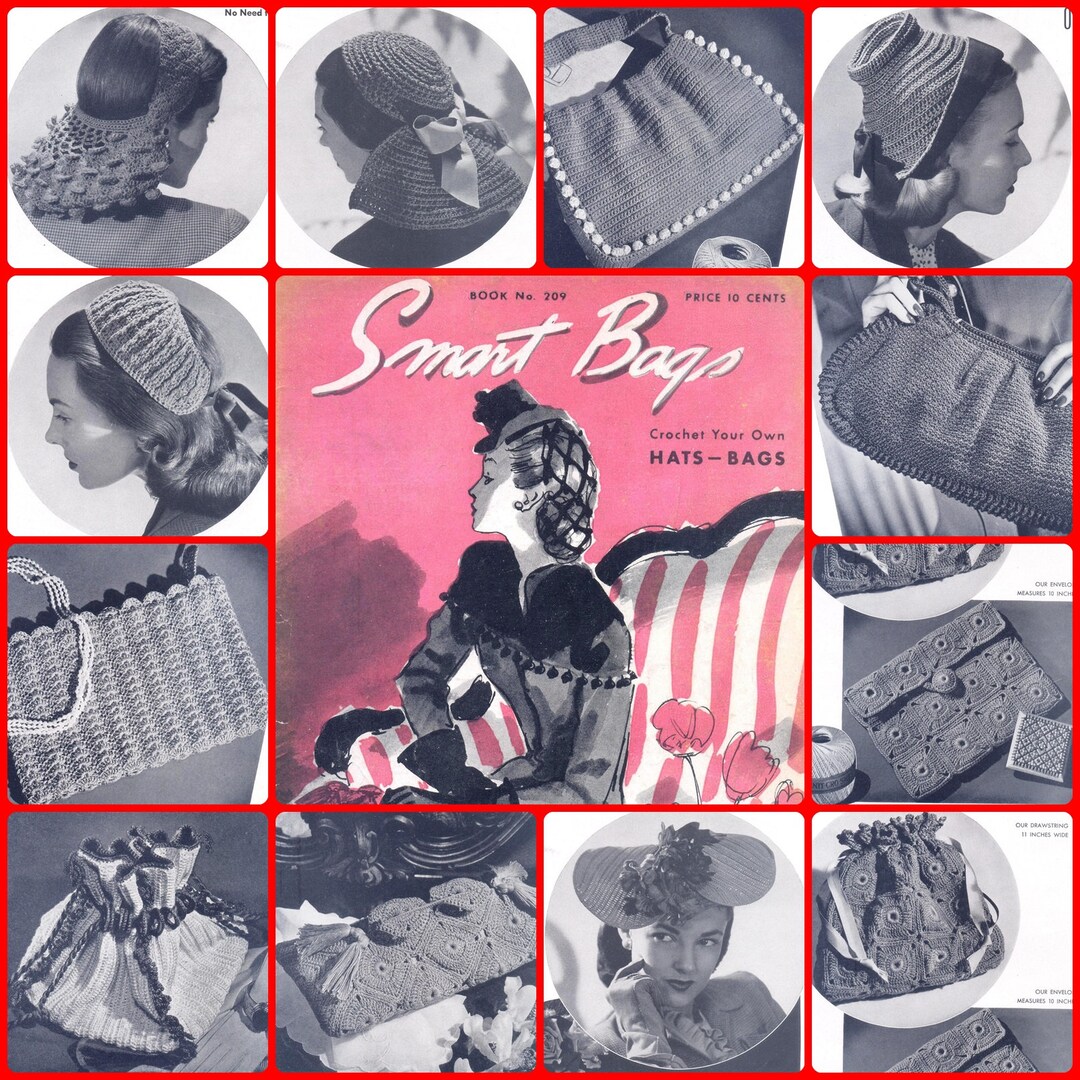 The Spool #209 C. 1944 16 Hats Bags Vintage Crochet Book PDF 0110 - Etsy