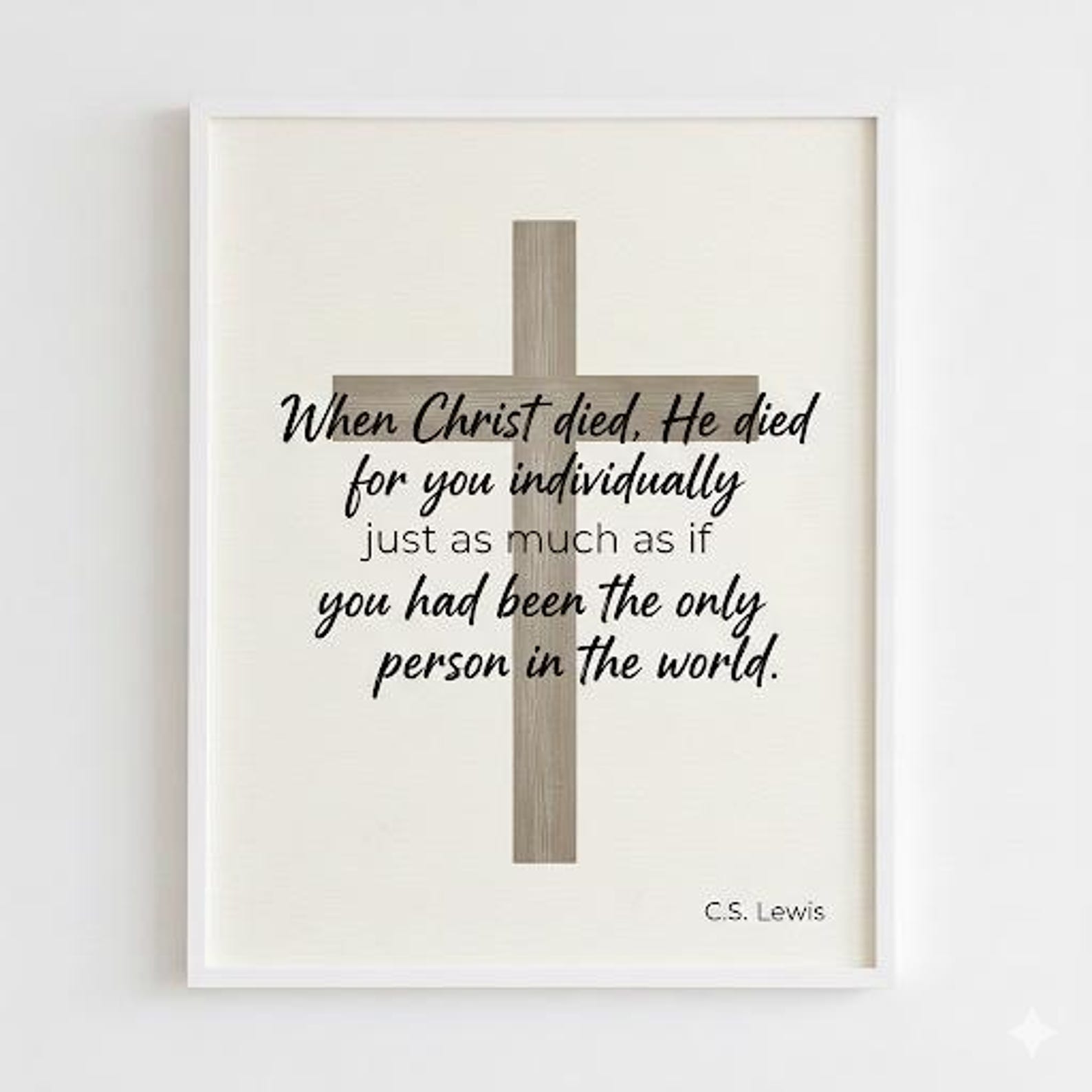 C S Lewis Quote Print | Christian Wall Art Minimalist | Rustic Cross ...
