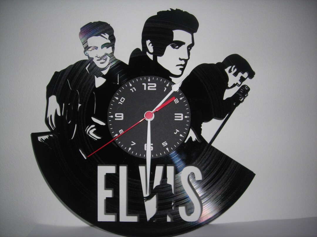 Vinyl Clock Vinyl Wall Clock Hand Made on Real 33 RPM LP Record "elvis ...