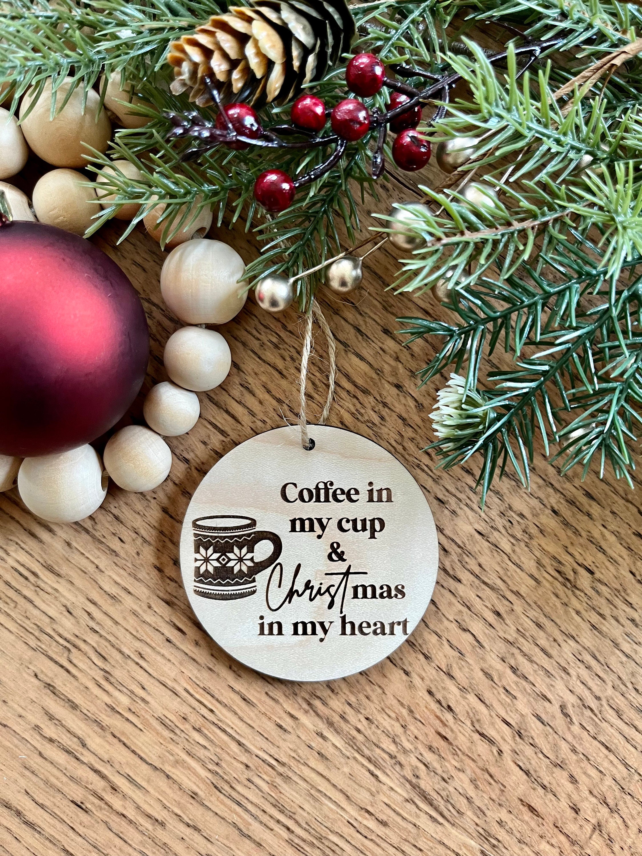 2025 Christian Coffee Christmas Wooden Ornament, Gift for Her Coffee ...