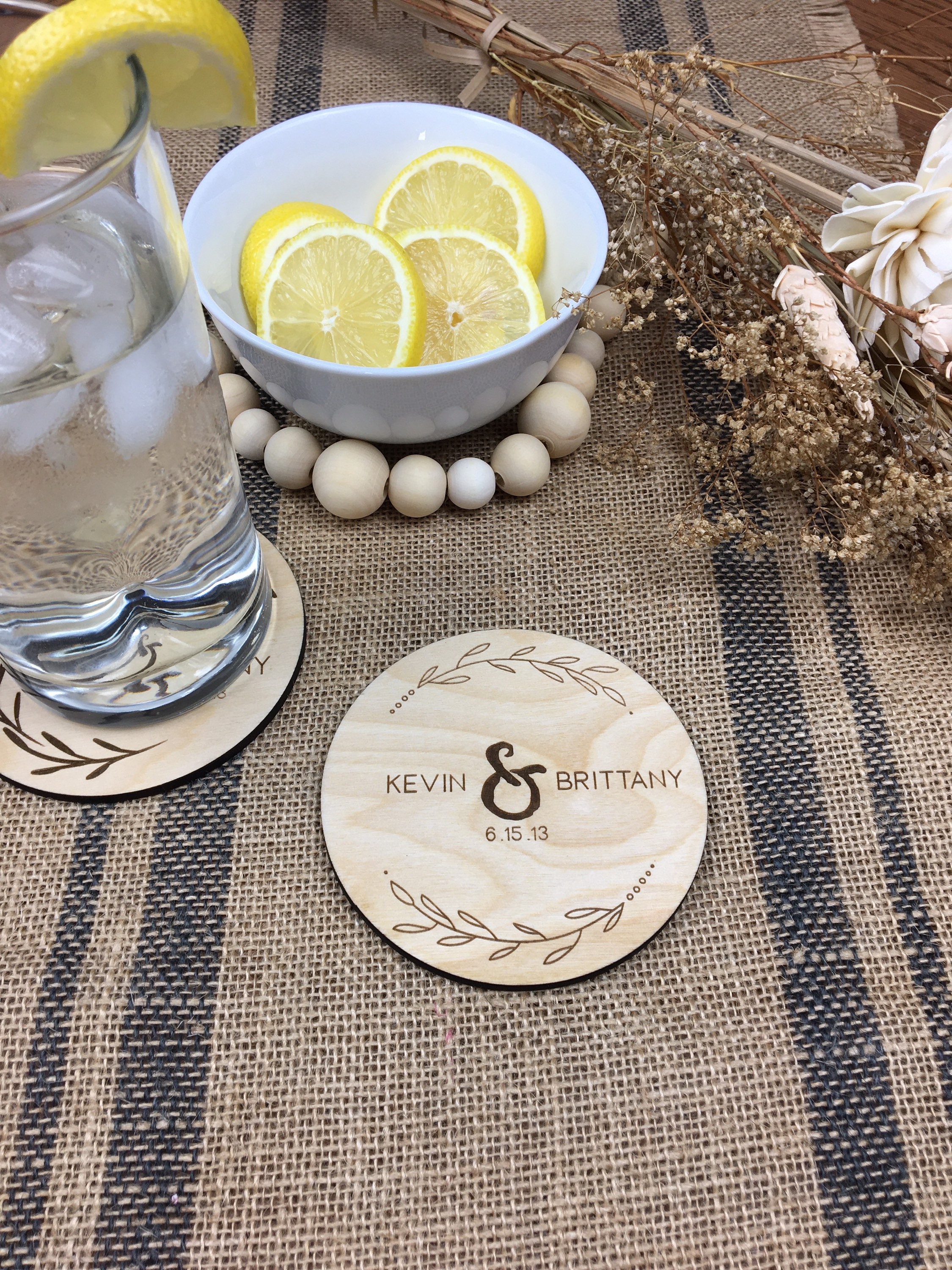 Personalized Wooden Coasters, Custom Bulk Wedding Favors, Farmhouse ...