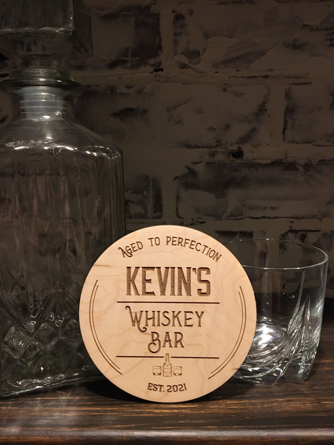 Set of Four Custom Bar Pub Wooden Coasters Personalized | Etsy