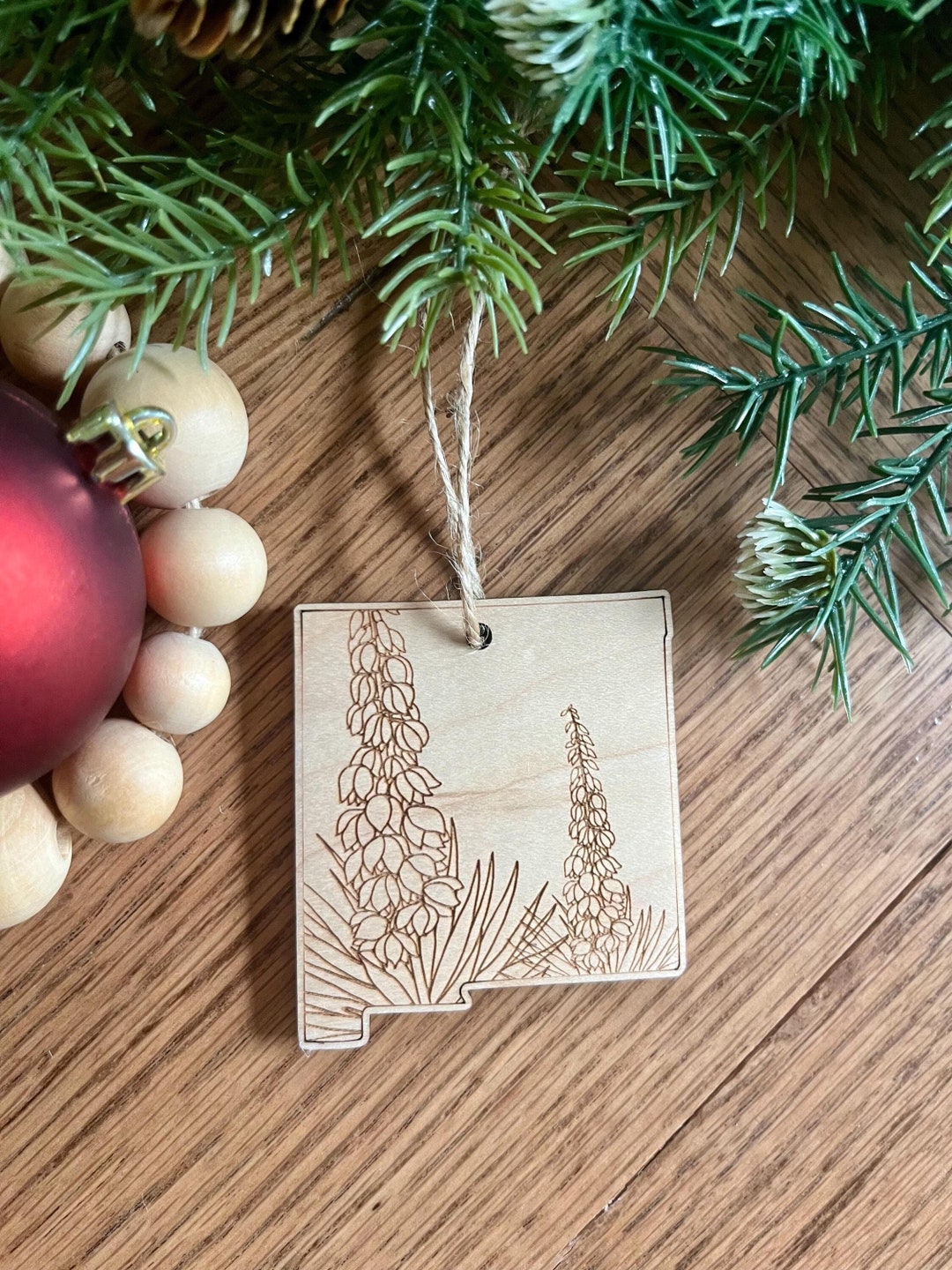 New Mexico Yucca State Flower Wooden Christmas Ornament, Holiday ...