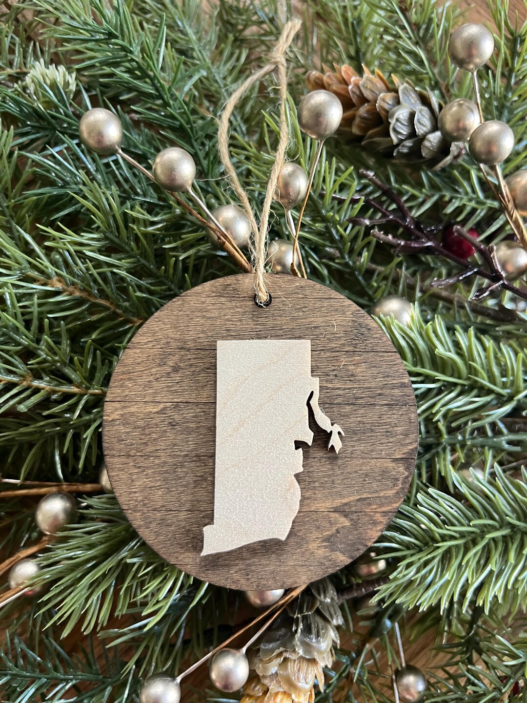 Rhode Island State Wooden Christmas Ornament, Holiday Vacation Keepsake ...