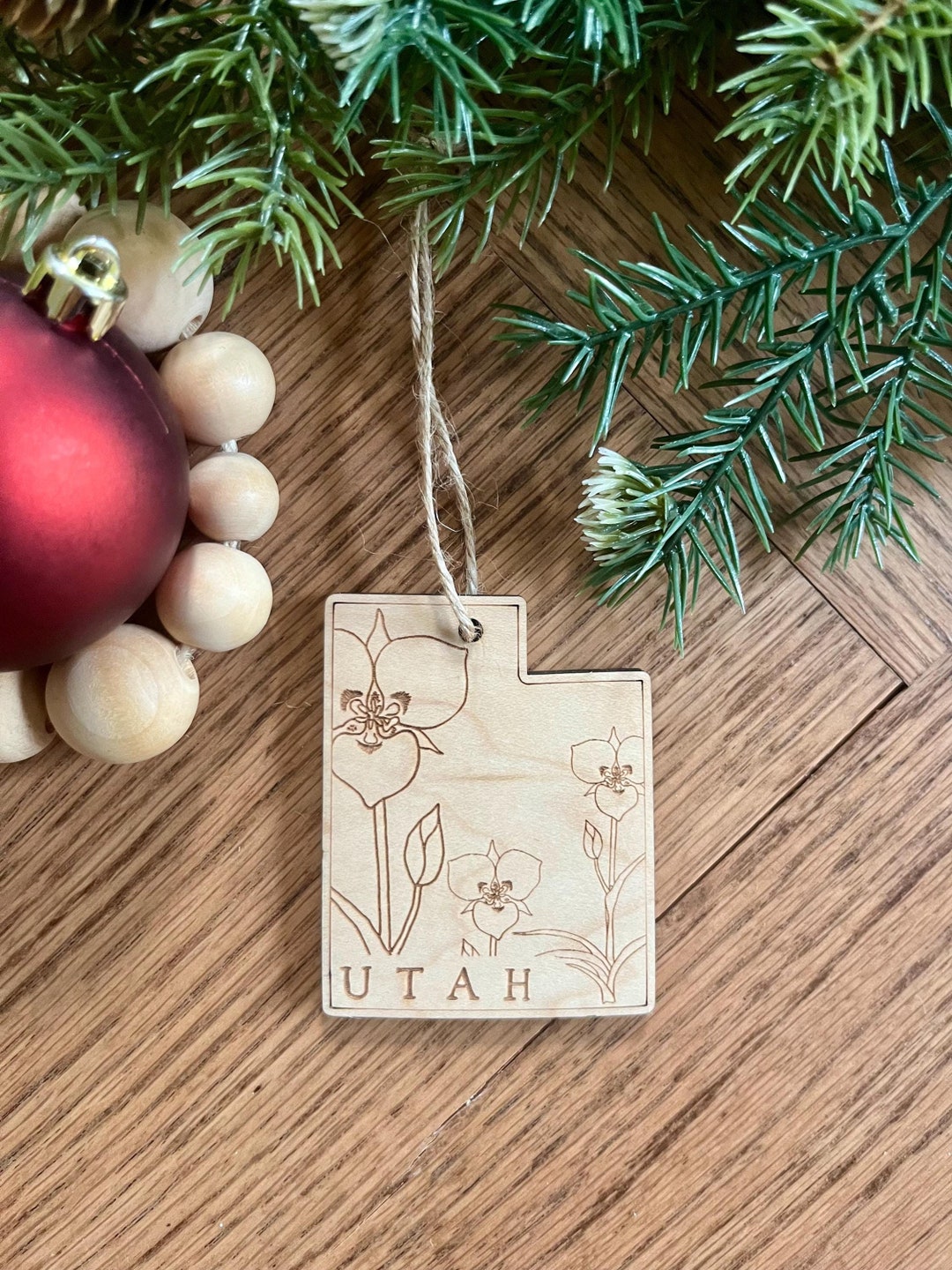 Utah Sego Lily State Flower Wooden Christmas Ornament, Holiday Vacation ...