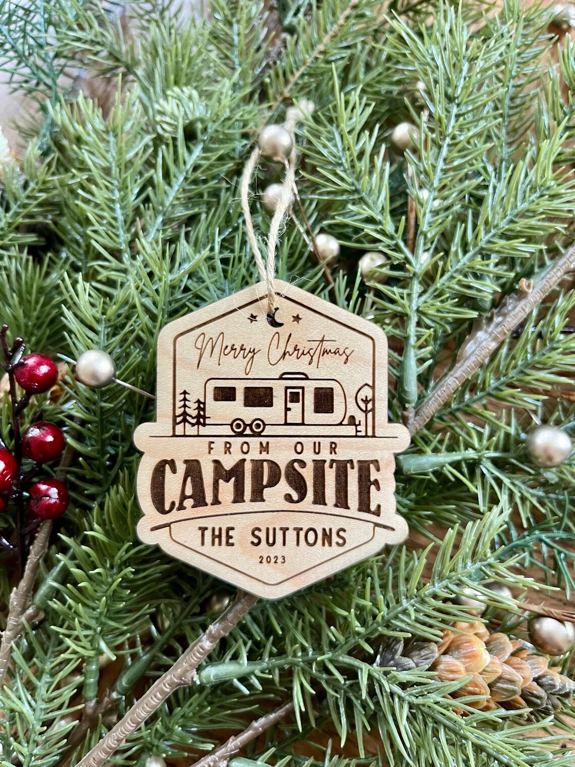 Custom RV Camper Wooden Christmas Ornament, Glamping Motorhome Camping ...