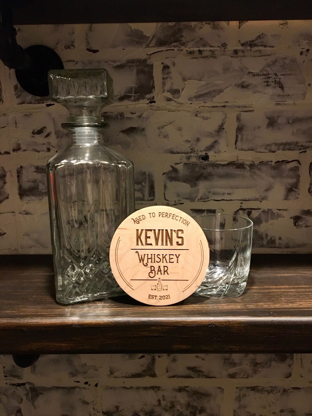 Set of Four Custom Bar Pub Wooden Coasters, Personalized Whiskey ...