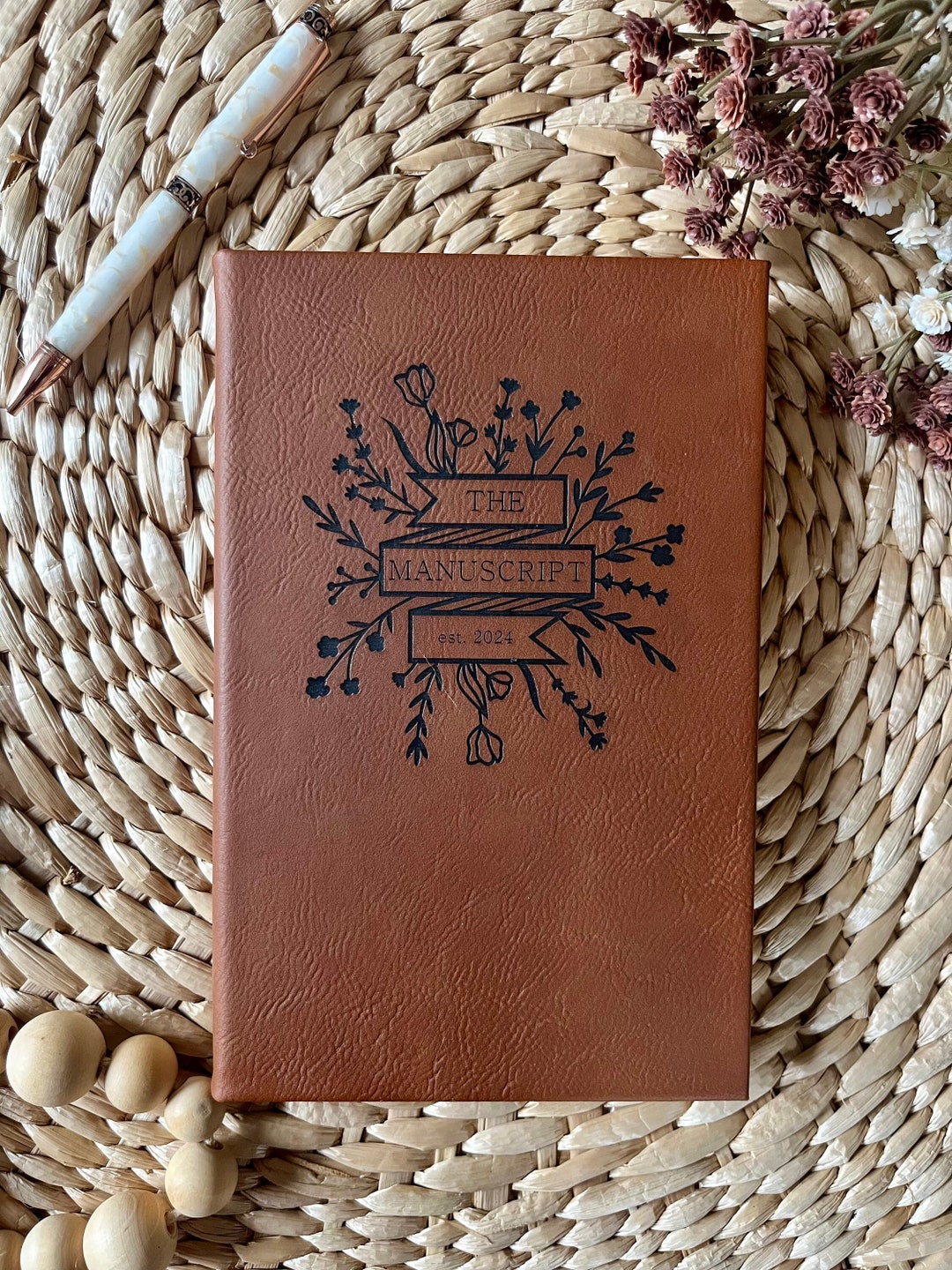 Custom Manuscript, Engraved Leather Journal, Personalized Journal ...