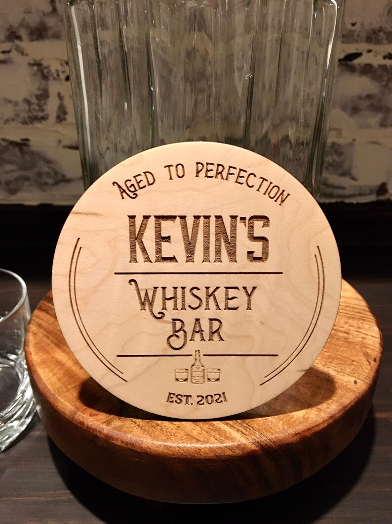 Set of Four Custom Bar Pub Wooden Coasters Personalized | Etsy