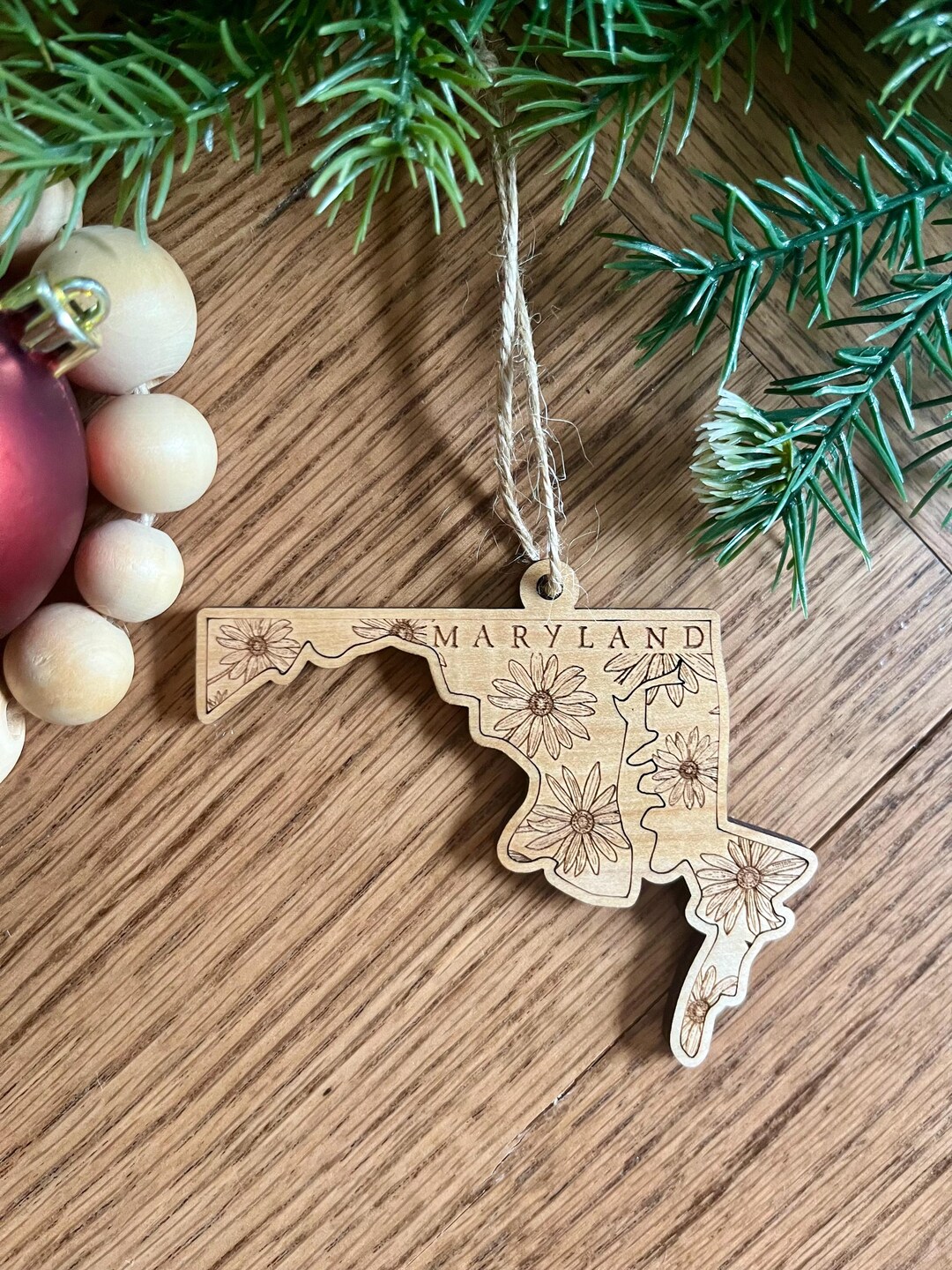 Maryland Black-eyed Susan State Flower Wooden Christmas Ornament ...