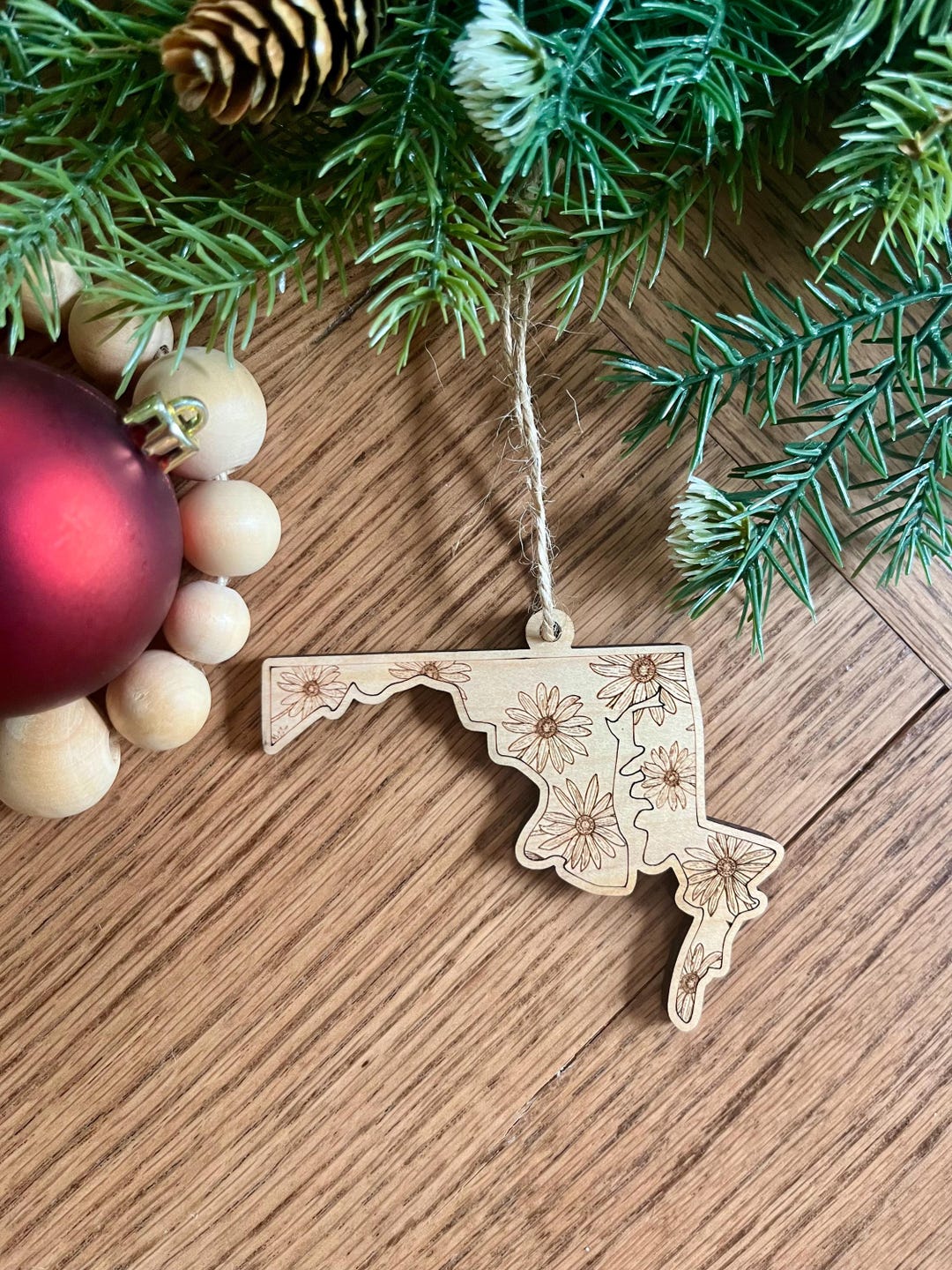 Maryland Black-eyed Susan State Flower Wooden Christmas Ornament ...