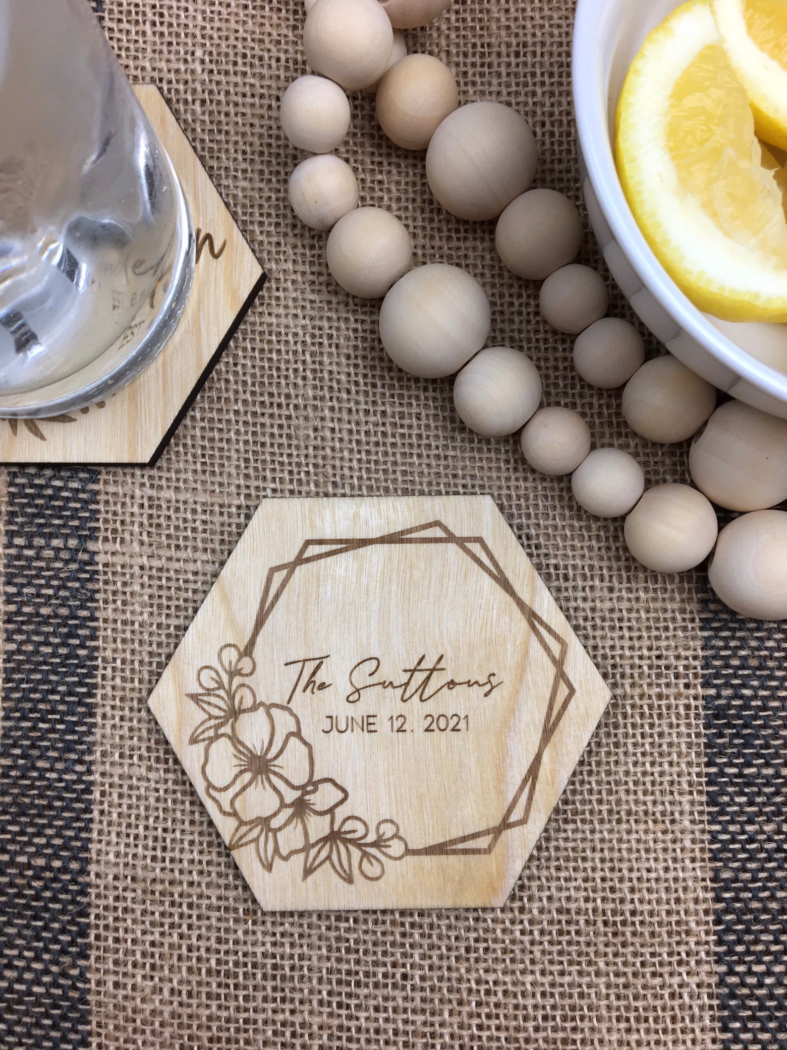Personalized Wooden Coasters, Custom Bulk Wedding Favors, Farmhouse ...