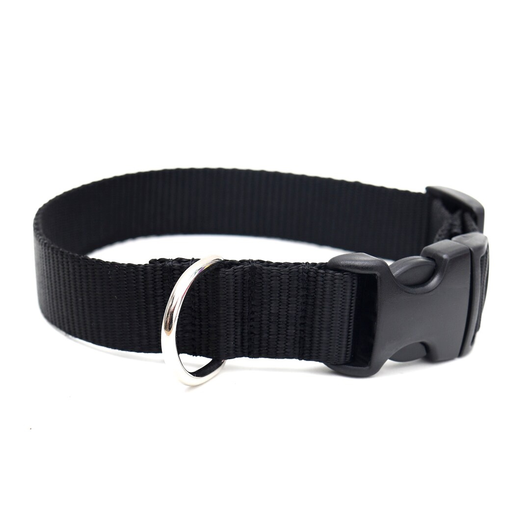 BLACK Nylon Dog Collar // Designer Webbing // 5 Buckle Choices! - Etsy