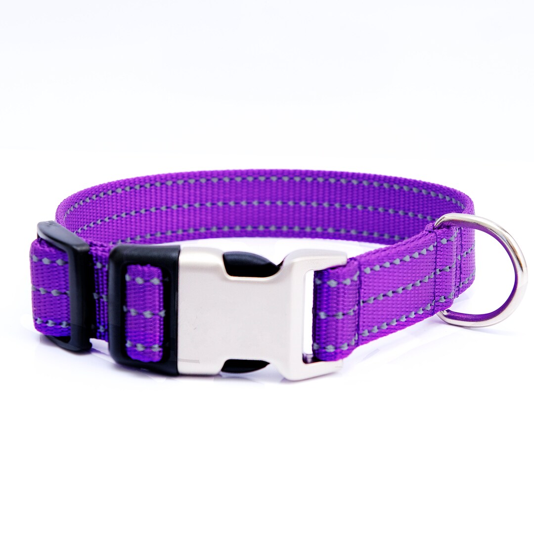 Purple Reflective Nylon Dog Collar: USA Made, 5 Buckle Choices - Etsy