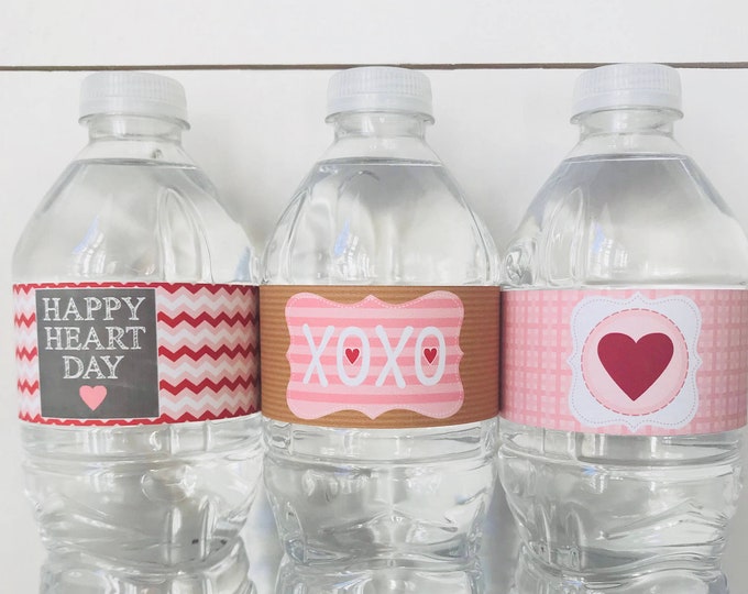Valentine Water Bottle Labels - Instant Download - 3 Designs - Etsy