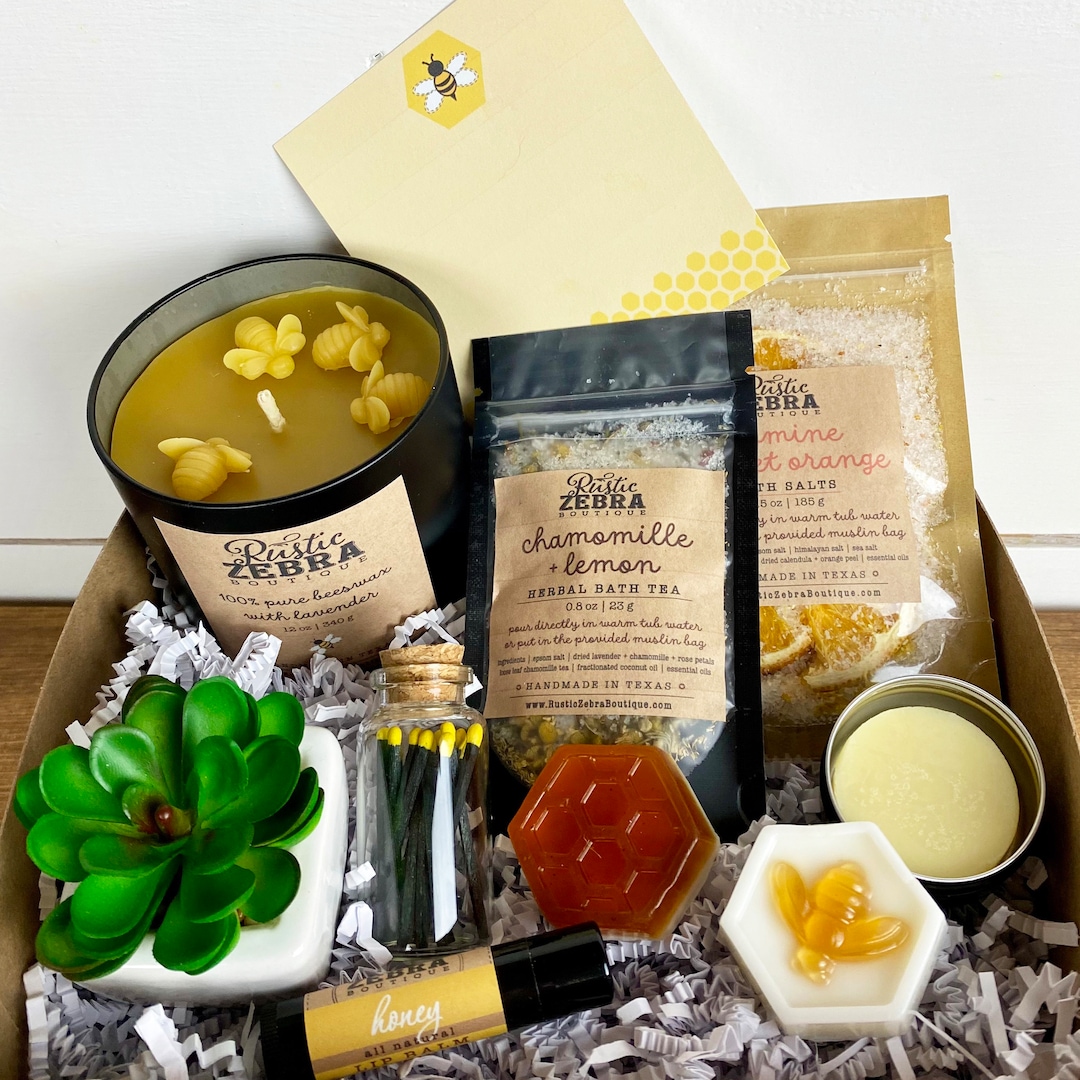 Bee Gift Basket, Care Package for Friend, Large Bee Gift Box for Women ...