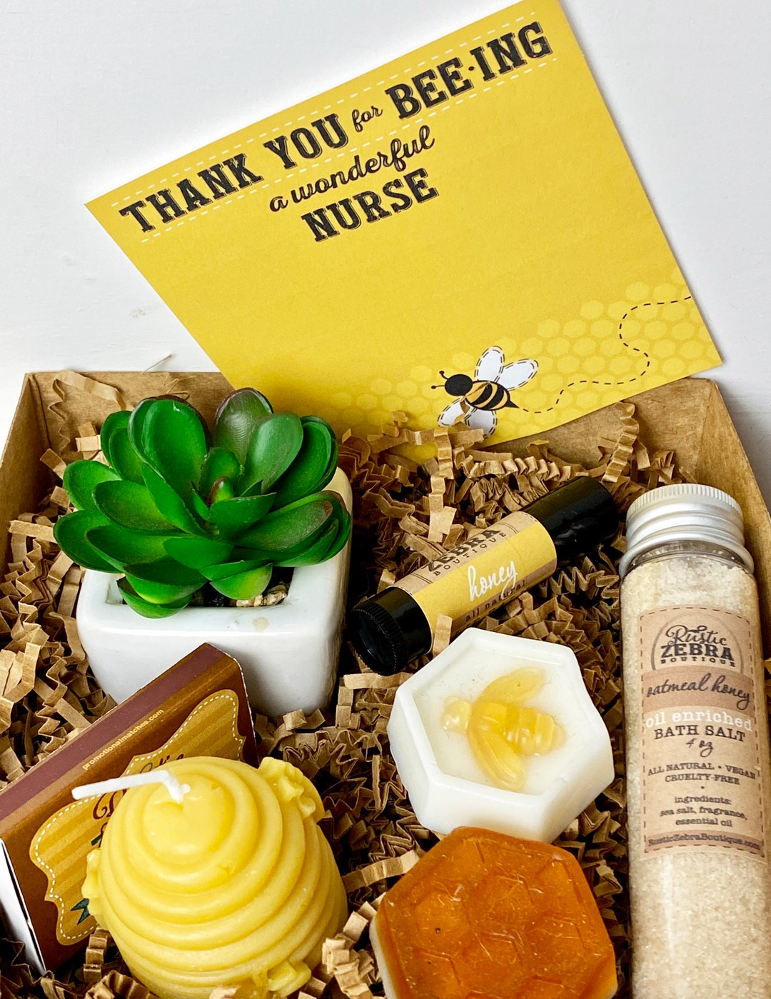 Nurse Gift Box With Succulent, Honey Bee Gifts for Women, Nurse ...