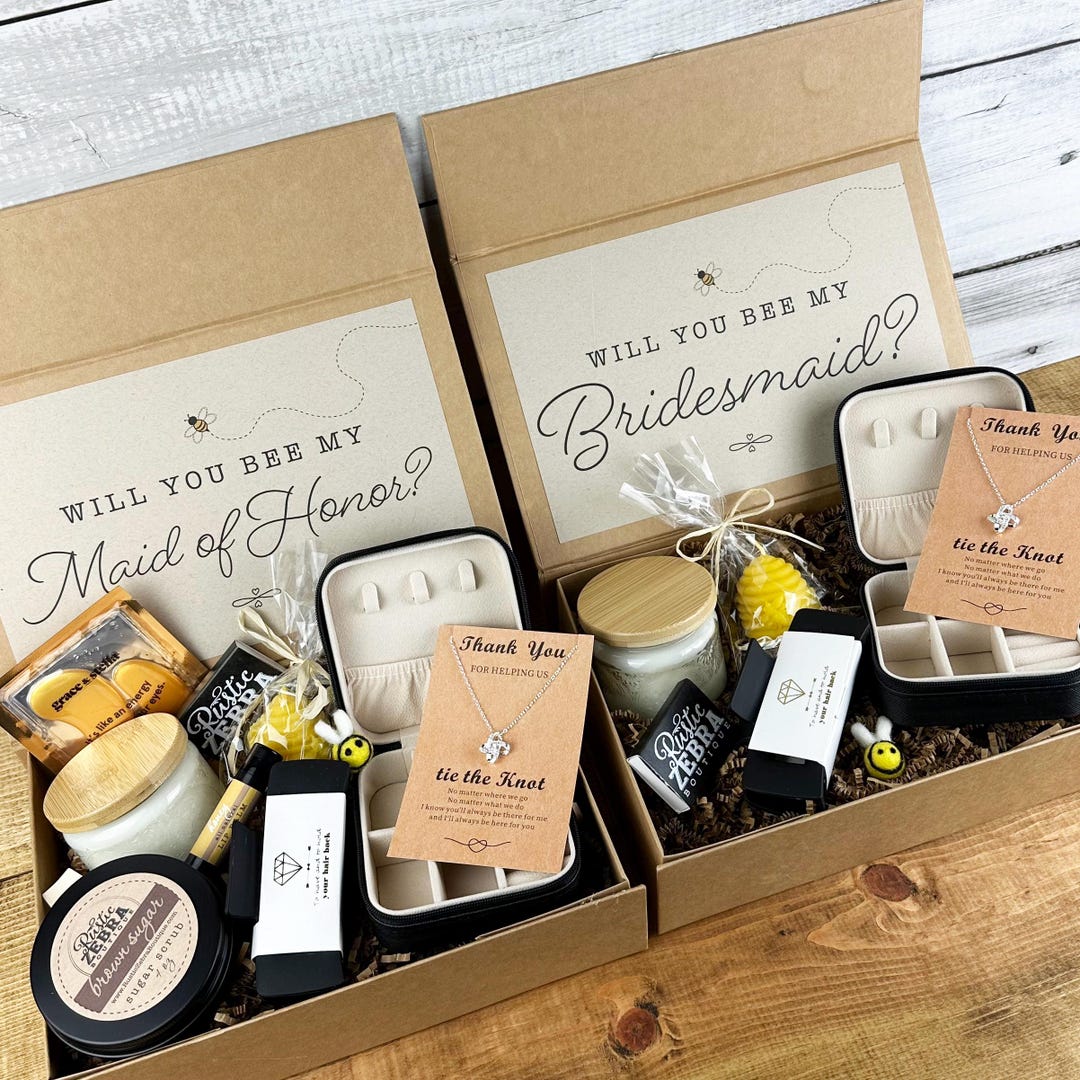 Maid of Honor Gift Box, Bee Bridesmaid Proposal Box With Jewelry, Will ...
