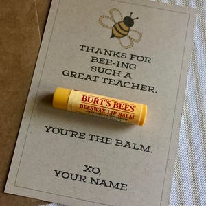 Teacher Appreciation Gift - Custom Teacher Card - Thanks for Bee-ing ...