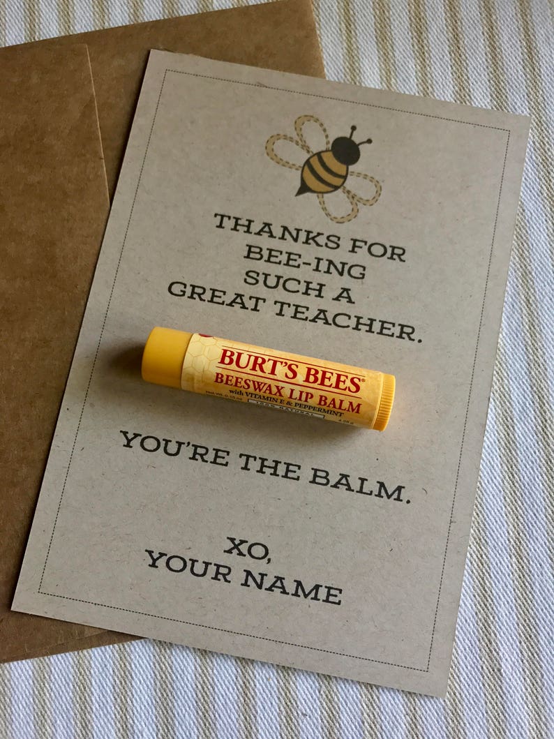 Teacher Appreciation Gift - Custom Teacher Card - Thanks for Bee-ing ...