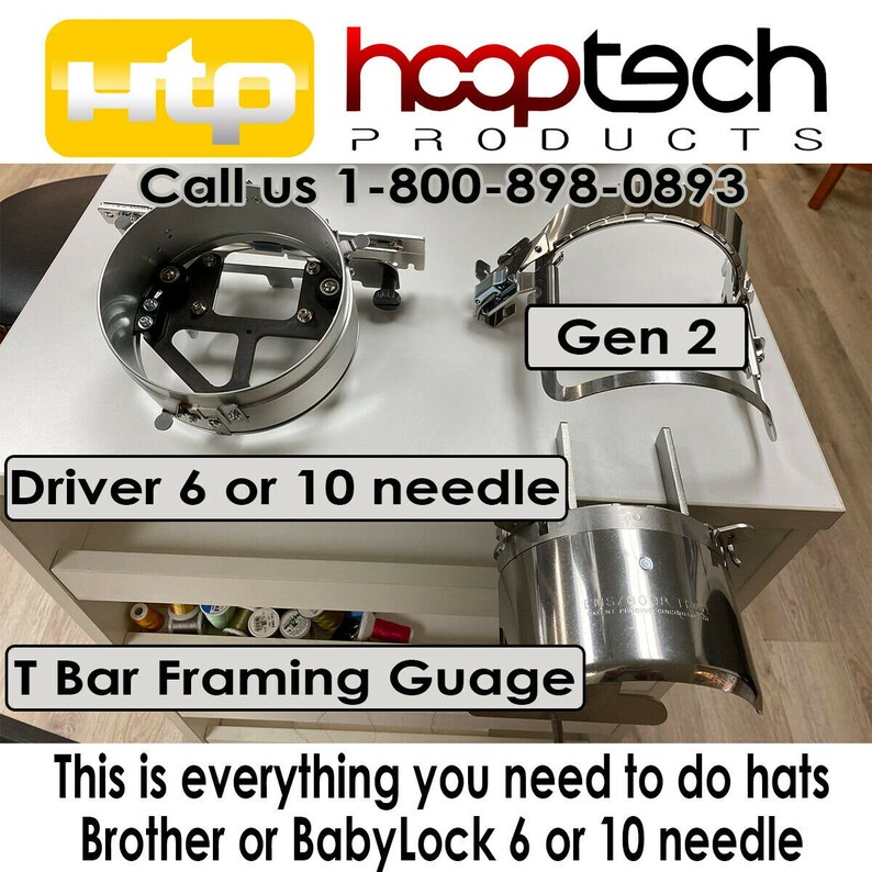 HAT DRIVER + Gen 2 Hooptech Cap Frame & T-bar Gage Brother Babylock ...