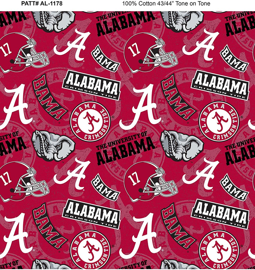 University of Alabama Cotton Fabric With New Tone ON Tone Design Newest ...