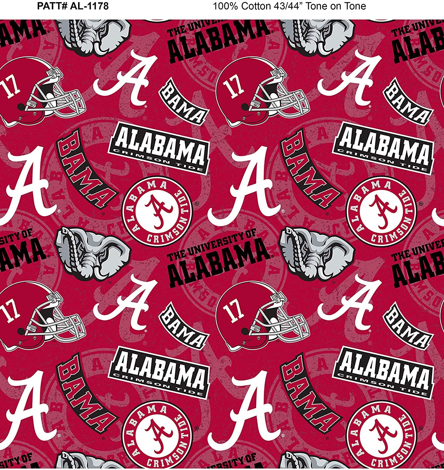 University of Alabama Cotton Fabric With New Tone ON Tone Design Newest ...