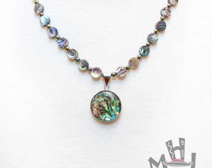 Paua Shell Necklace, Abalone Shell Necklace, Blue Shell Necklace ...